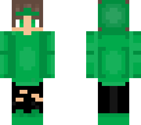 green e boy with green headband and green hood | Minecraft Skin