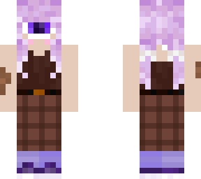 purple cyclops girl with brown plaid skirt | Minecraft Skin