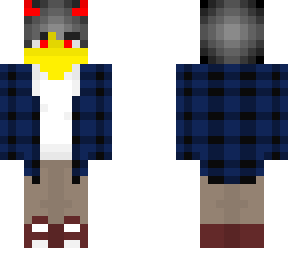 Male - Demon Horns - Blue Flannel | Minecraft Skin