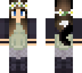 Paige with green dress and white flower crown | Minecraft Skin