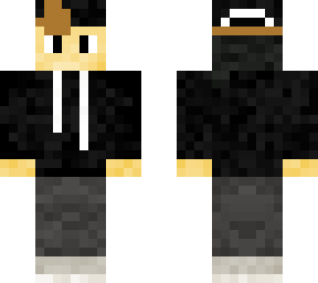 Black Hoodie men with cap | Minecraft Skin