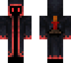 black robed figure with red sword symbol and red highlights | Minecraft ...
