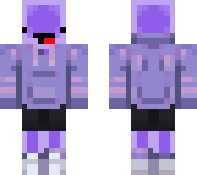 Purple derp wearing blue-purple hoodie and black shorts | Minecraft Skin