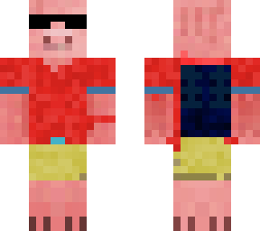 The flaming pig with backpack | Minecraft Skin