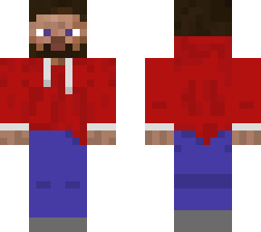 Steve Red Hoodie with Beard | Minecraft Skin