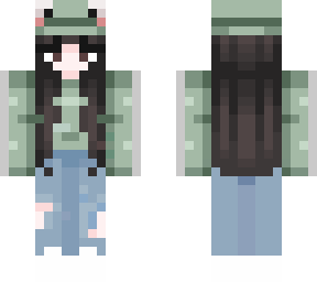 Frog girl black hair | Minecraft Skin