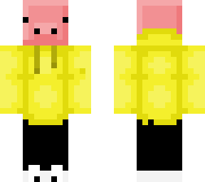 blocky pig yellow hoodie | Minecraft Skin