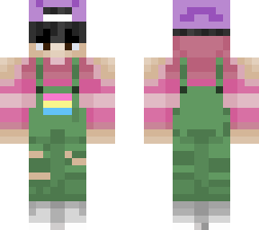 Dressed-up man in overalls wearing a cap backwards with a pan***ual ...