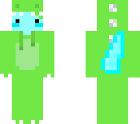 Cyan axolotl in dino suit | Minecraft Skin