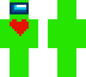 green among us with heart | Minecraft Skin