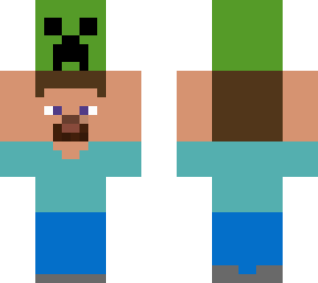 Plastic steve holding creeper | Minecraft Skin