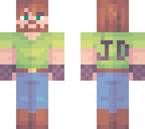 Hombre casual con barba, con JD en la espalda | Minecraft Skin