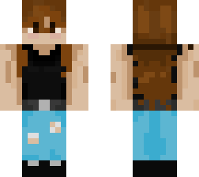 simple wolfcut sleeveless girl brown hair | Minecraft Skin