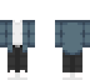 OB - Dull Blue Coat w/ White T & Gray Jeans | Minecraft Skin