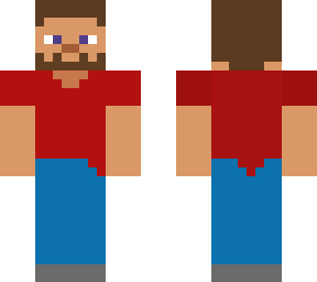Bare Bones red Steve with beard | Minecraft Skin