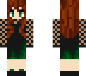 redhead flaming black fishnet dress girl | Minecraft Skin