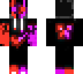 Red and purple neon creeper guy | Minecraft Skin