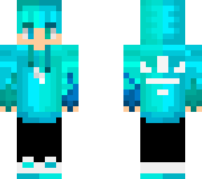 Blue cyan guy in hoodie fire | Minecraft Skin