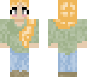 Blonde/ginger sage green jumper woman | Minecraft Skin