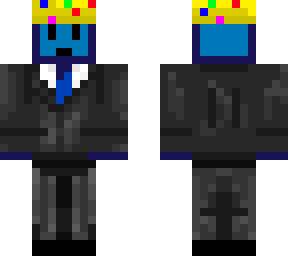 Blue Slime with Crown in a Suit | Minecraft Skin