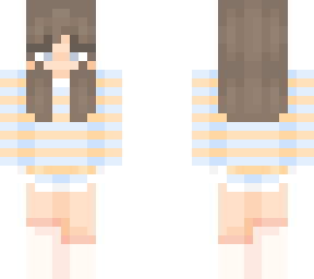 brunette in oversized striped sweater | Minecraft Skin