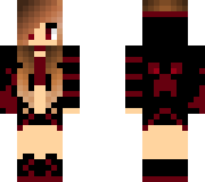 wine red creeper gamer girl | Minecraft Skin