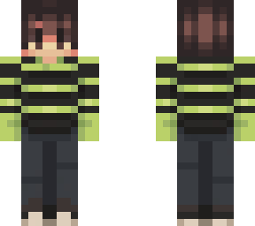 Green and black jumper. Brown hair | Minecraft Skin