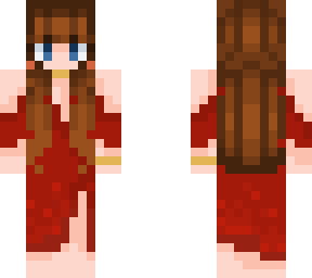 fancy girl in red dress | Minecraft Skin
