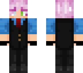 Blue Tux Pink Hair | Minecraft Skin