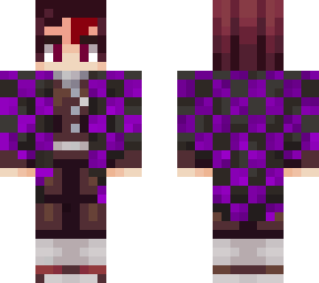 Tanjiro with purple haori for edit | Minecraft Skin