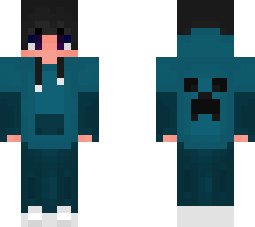 Dark Cyan Creeper Hoodie Gamer Boy | Minecraft Skin