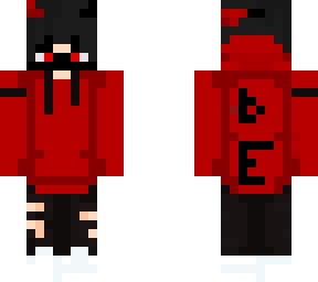 Emo with red hoodie wearing face mask | Minecraft Skin