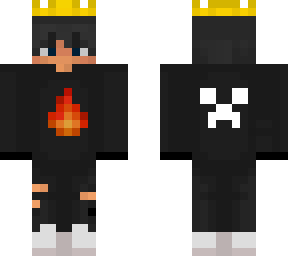 black skin with crown and creeper on back | Minecraft Skin