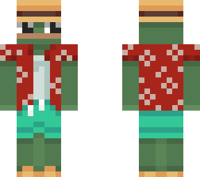 pepe in a red Hawaiian shirt | Minecraft Skin