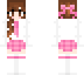 Brunette w/ Pink School Uniform (Blush Ver.) | Minecraft Skin