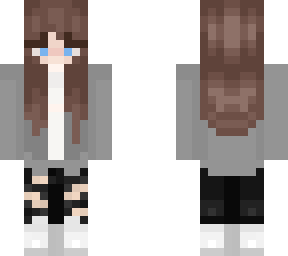 Girl with jacket and ripped jeans | Minecraft Skin