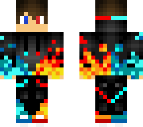 Fire Blue & Red Gamer Boy | Minecraft Skin