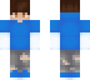 Brown eyes Blue hood | Minecraft Skin