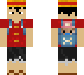 Monkey D. Luffy with Chopper in a back pack | Minecraft Skin