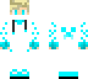 Neon Blue and White gamer boy | Minecraft Skin