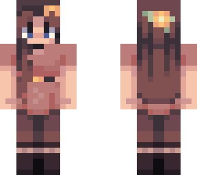 Brown haired girl with red tunic | Minecraft Skin