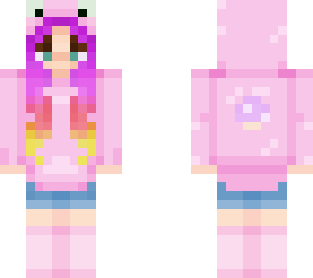 Frog Girl - pastel pink | Minecraft Skin