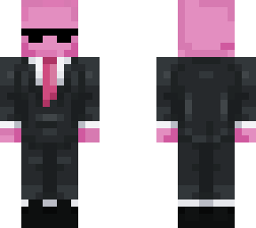 pink axolotl in suit with sunnies | Minecraft Skin