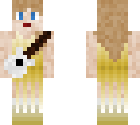 eras tour Taylor Swift fearless long gold dress with guitar | Minecraft ...