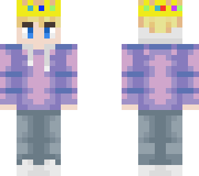 Blonde boy with purple hoodie with technoblade crown | Minecraft Skin
