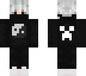 white hair black hoodie | Minecraft Skin