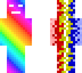 Rainbow(i'm not ***)+green/yellow side+water/fire backside | Minecraft Skin