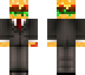 Burger in a suit with ketchup smothered on his hands | Minecraft Skin