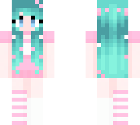 Pink girl with teal hair | Minecraft Skin