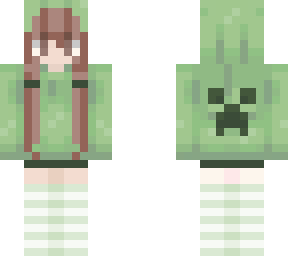 Aesthetic creeper girl with brown & light skin | Minecraft Skin